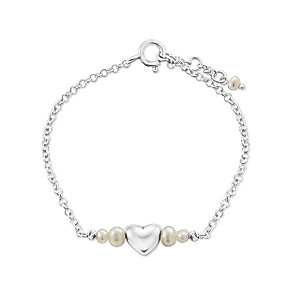 Pearl Bracelet for Women with Heart Charm in 925 Sterling Silver - June Birthstone,Handmade Birthstone Bracelet for Women, Pearl Beads - Jewelry Gift for Her