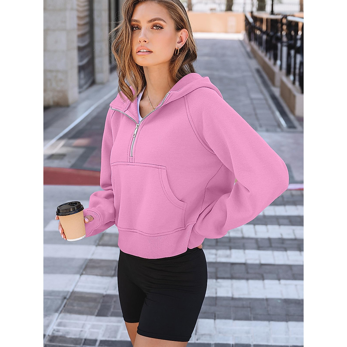 AUTOMET Womens Hoodies Fleece Fall Fashion Outfits Workout Sweatshirts Winter Jackets Oversized Pullover Tops Clothes 2025 Pink S
