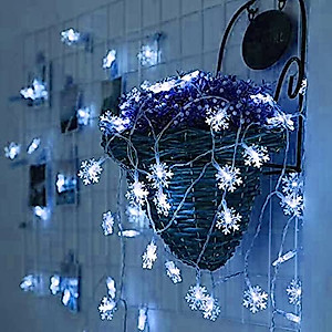PrettyMarry Christmas Led Snowflake Outdoor Lights 33FT 50 Waterproof Indoor Snow Light for New Year Party Birthday Wedding Use in Living Room Bedroom Garden Roof Eaves White Color