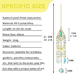 H&D HYALINE & DORA Crystal Prisms Suncatcher Window Hanging Pendant Glass Prisms Decor Wind Chime Rainbow Sun Catcher for Home Garden Porch