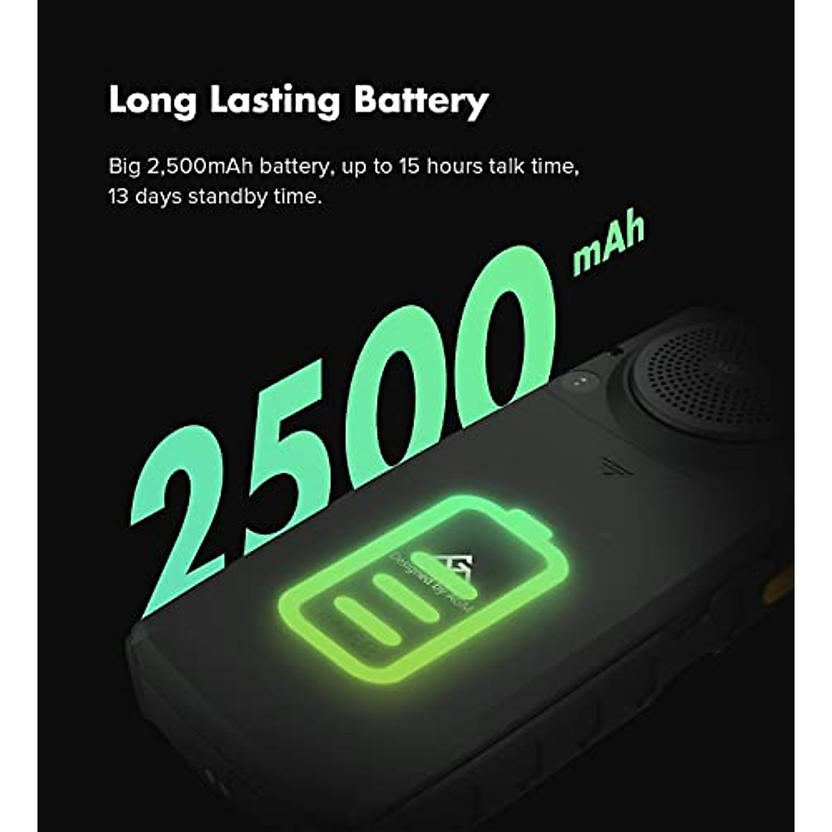 AGM M7 4G Rugged Phone, Large Button Cell Phones for Seniors, Waterproof/Drop-Proof, 2500mAh Battery, Powerful Speaker, 2.4'' Touchscreen, Dual SIM Cards, Facebook/Whatsapp/TikTok, 1GB+8GB