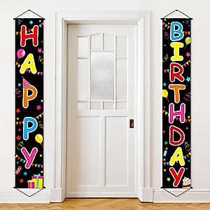 Colorful Happy Birthday Porch Sign Birthday Banner Happy Birthday Door Banner Yard Sign Celebration Flag Party Decorations Kit Kids Birthday Party Supplies Party Favors Indoor and Outdoor Decor