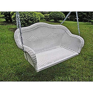 International Caravan Furniture Piece Resin Wicker Hanging Loveseat Swing