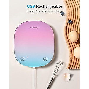 arboleaf Food Scale Rechargeable, Food Scales Digital Weight Grams and oz, Kitchen Scales Digital Weight, Smart Baking Measuring Food Scales for Kitchen Gift, Weight Loss, 0.1oz/0.5g, 22lbs/10kg