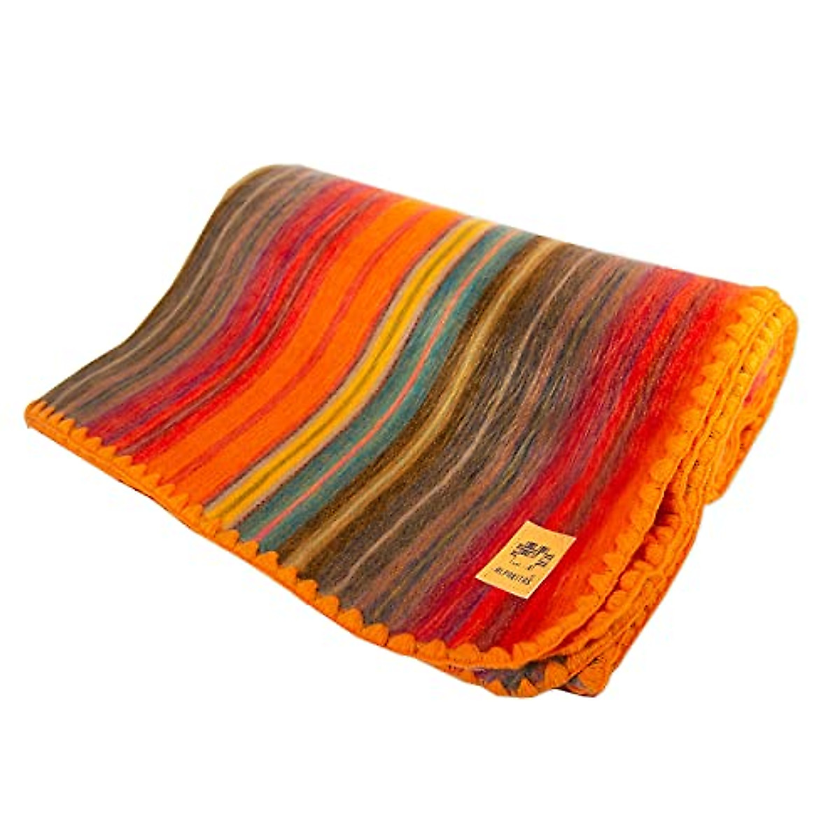 ALPAKITAS Alpaca Wool Soft Blanket | Queen Size Blanket | Cozy Throw Blanket, Lightweight, Breathable, Hypoallergenic, Premium Handmade | 87 x 64 inches (Orange)