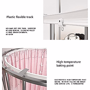 Clothing Store Fitting Room Silver Rod with Curtain, Portable Temporary Mobile Privacy Protection Dressing Room, Foldable Mall Simple Changing Room and Display Rack, 200x100cm (Pink)