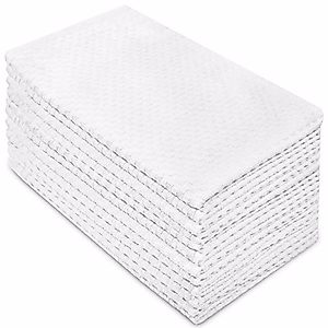COTTON CRAFT Euro Café Set of 12 Waffle Weave Pure Cotton Super Absorbent Multipurpose Kitchen Towels, Dishcloths, Tea Towels White