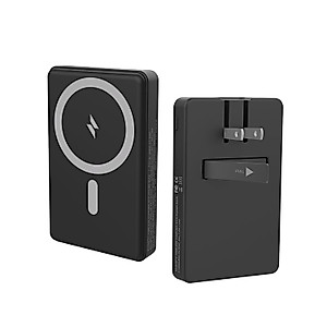 ADPROTECH Wireless Power Bank 5000mAh Magnetic Portable Charger MagSafe Battery with Wall Plug PD Fast Charging iPhone 15/14/13/12/Pro/Pro Max Black