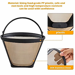 Reusable Coffee Filters, 2 Pack 6-12 Cup Cone Coffee Filters for Ninja CFP Series, Basket Permanent Replacement Coffee Filters with Stainless Steel Mesh fit for Cuisinart Coffee Maker