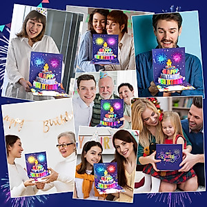 Lupow Pop up Birthday Cards,Musical Happy Birthday Card with Light Up Fireworks,Funny Birthday Gift Card for Women Men Husband Mom Kids Friend Grandpa and Grandma