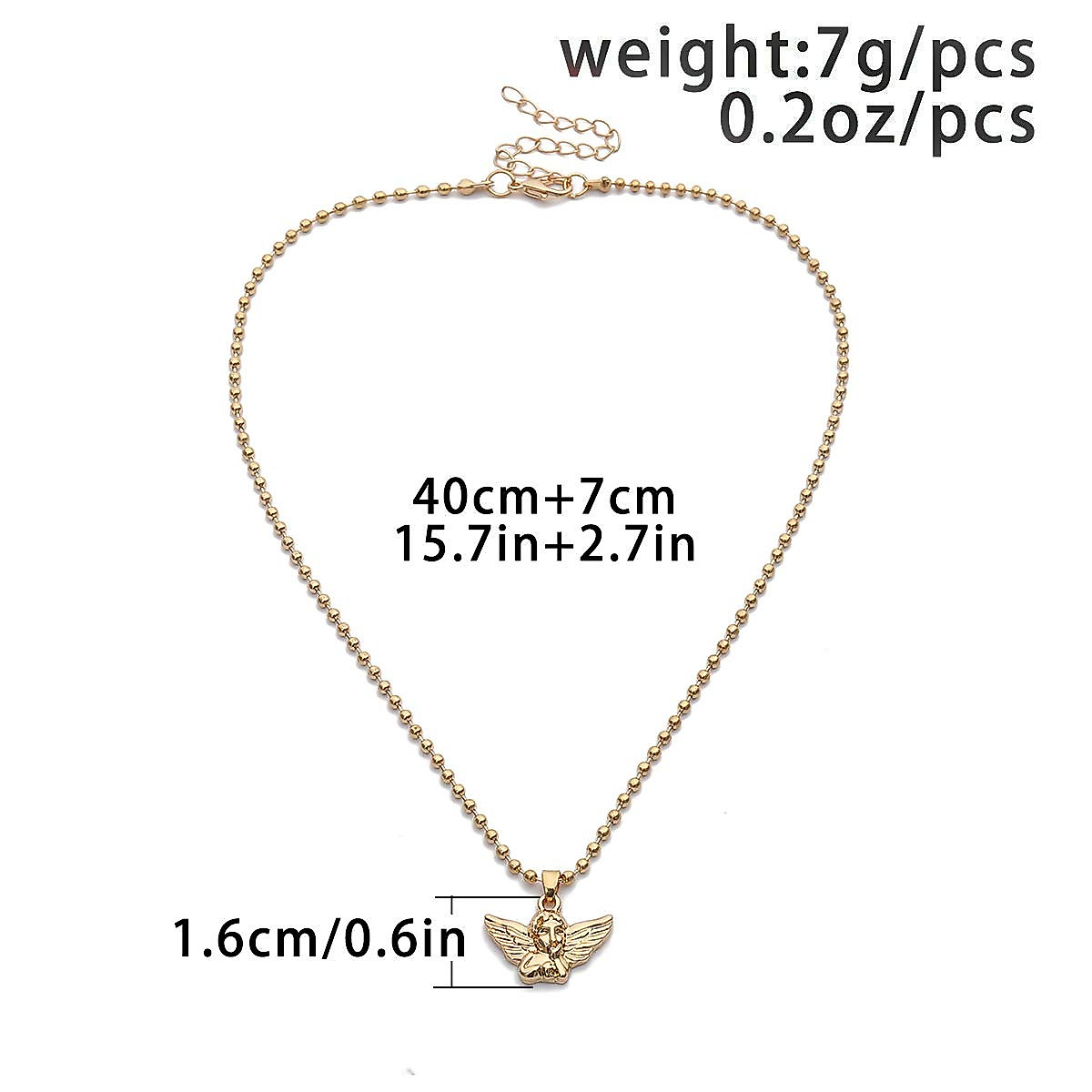 YOOESTORES82 Angel Necklace Cherub Necklace for Women,Angel Wings Pendant Necklace,Cupid Guardian Y2K Aesthetic Necklace (Gold)