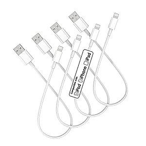 Short Apple iPhone Charging Cable 1 ft 4 Pack [Apple MFi Certified], iPhone Charger Lightning Cable 1 Foot, Fast iPhone Charging Cord for iPhone 14 Pro Max/iPhone 14/13Pro Max/13 Pro/12/11/XR, AirPods