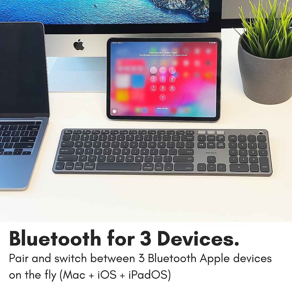 Macally Backlit Bluetooth Keyboard for Mac (2024 Upgraded Battery) - Compatible Apple Keyboard Wireless - Multi-Device Keyboard for MacBook Pro/Air, iMac, iMac Pro, Mac Mini, Mac Pro