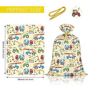 Loveinside Extra Large Plastic Gift Bag, Children's Cartoon Car Excavator Gift Bag, Specially Set for Birthday Parties and Holidays - 56" x36, 1 Pcs - Truck