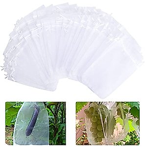 100 Pcs Penetrating Light Fruit Protection Bags- 8x12 Inch Organza Fruit Netting Barrier Bags ,Garden Plant Fruit Mesh Bags with Drawstring