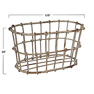 Creative Co-Op Distressed Metal Wire Basket, Brown
