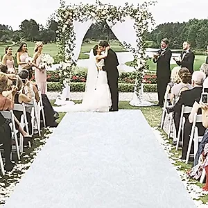 MODFUNS White Wedding Aisle Runner Outdoor Velvet Aisle Runner for Wedding Ceremony 4FTx20FT Carpet Runner with Carpet Tapes Bride Floor Carpet Runner Decorated Aisle Runway for Prom Party Beach
