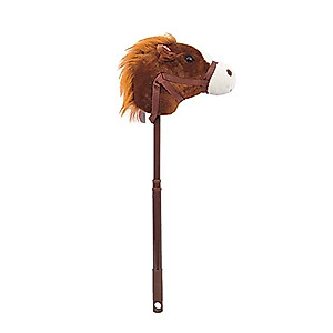 Linzy Plush 36'' Riding Stick, Adjustable Telescopic Stick, Adjust to 3 Different Sizes, Kids of Different Ages, Dark Brown (A-20216DB)
