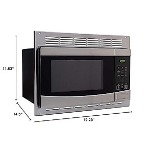 RV Stainless Steel Microwave Oven with Turntable - 1.0 Cu. Ft. Capacity | Includes Trim Kit for Easy Installation & Stylish Finish
