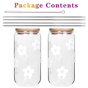 Mason Life Glass Cups with Lids and Straws, 20OZ Glass Cups, Drinking Glasses, Iced Coffee Glasses Cup, Smoothie Cups, Tumbler Glass, Reusable Boba Cup Drinking Glasses -Set of 2