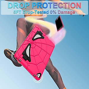 Nitupai iPad 9th Generation Case, Shockproof Rugged Hard PC and Soft Silicone 2-in-1 Layer Full Body Protection Construction, Pink+Black