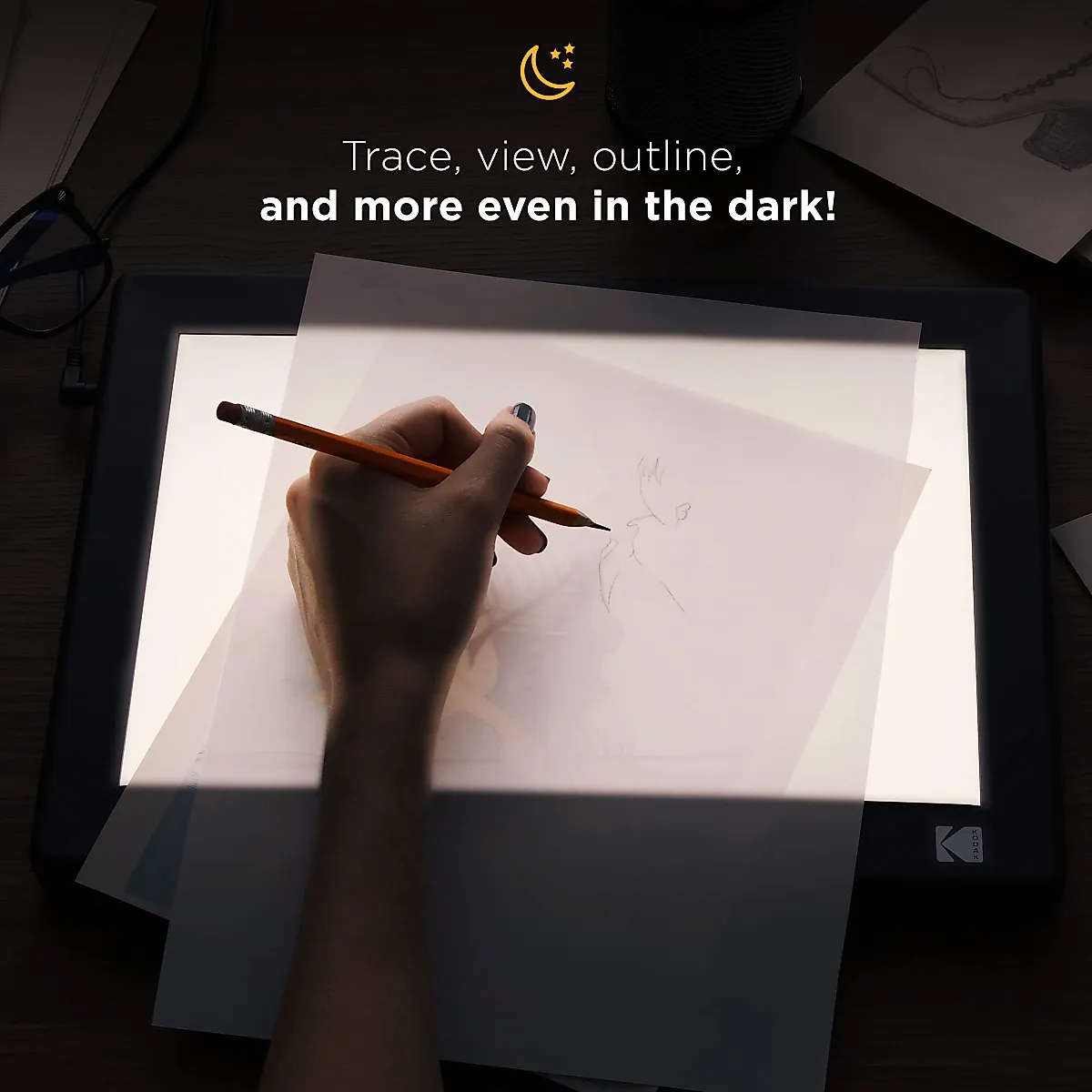 KODAK LED Light Box 5”x4” for Negatives, Slides & Films | Illuminated Board Panel for Viewing & Scanning Photos, Tattoo Drawing, Artist Sketching, Stenciling & More | Glare-Free, Battery & USB Powered