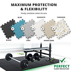 Gym Flooring Set - Interlocking EVA Soft Foam Floor Mat, 18 Pieces Puzzle Rubber Tiles Protective Ground Surface Protection, Play Workout Exercise Mats Underlay Matting Sports Pool Home Fitness Garage