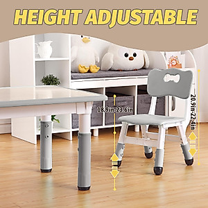 GarveeHome Kids Table and 6 Chair Set - Height Adjustable, Multifunctional Desk, Ergonomically Designed Chairs, Max 300lbs, for Ages 2-10, Classroom, Daycares, Home