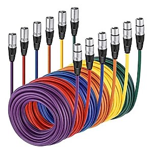 NEEWER 6 Pcs 24.9ft Microphone Audio Cable XLR Male to XLR Female Colored Snake Cable (Purple/Red/Blue/Orange/Yellow/Green)