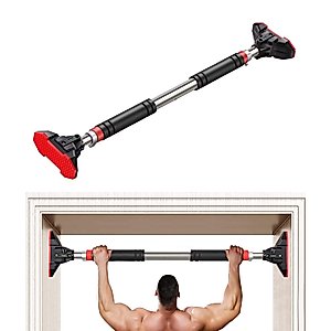 LADER Pull Up Bar for Doorway, Chin Up Bar Upper Body Workout No Screw Installation for Home Gym Exercise Fitness with Level Meter and Adjustable Width, up to 440lbs (Black)