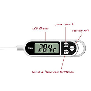Meat Food Candy Thermometer, Probe Instant Read Thermometer, Digital Cooking Kitchen BBQ Grill Thermometer with Long Probe for Liquids Pork Milk Yogurt Deep Fry Roast Baking Temperature