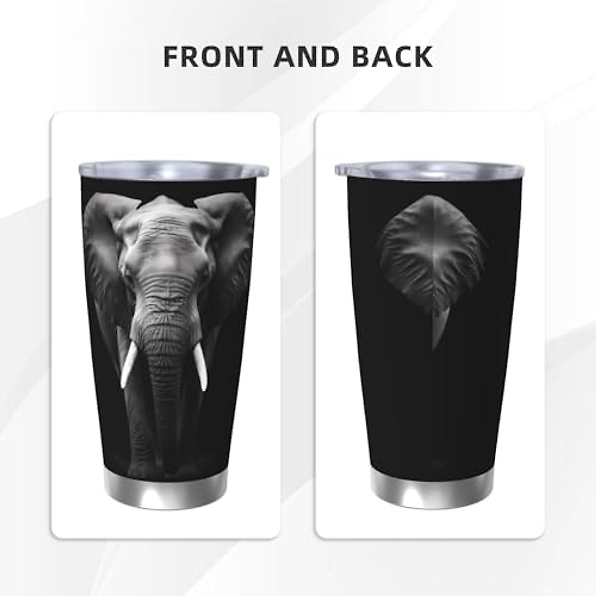 Groamaup 20oz Elephant Stainless Steel Insulated Tumbler with Lid and 3pcs Straw Sets, African Car Cup for Cold and Hot Drinks, Coffee Mug for Travel Office and Home Use