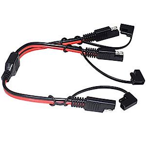 Apoi SAE Y Splitter Cable SAE Connector SAE DC Power Automotive Adapter Cable Y Splitter 1 to 2 SAE Extension Cable with Dust Cover 14AWG 12inch/30cm