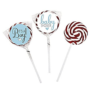 270 PCS Blue Baby Shower Stickers, 6 Design Self Adhesive Circle Label Stickers,  Baby Shower Envelope Seals Candy Stickers，Baby Shower Party Chocolate Stickers,Candy Stickers.（015）