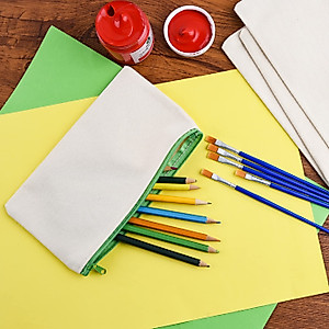 QINLECTRI 18 Pieces Blank Canvas Zipper Pouch, Canvas Zipper Pouch, Canvas Makeup Bags, Blank DIY Craft Zipper Stationery Bag, Suitable for Cosmetic Stationery and Office Supplies Storage（8 * 5inch）