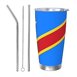 WXZYFP Car cup (single silver rim), can use a straw or drink directly, easy to use.Flag of the Congo