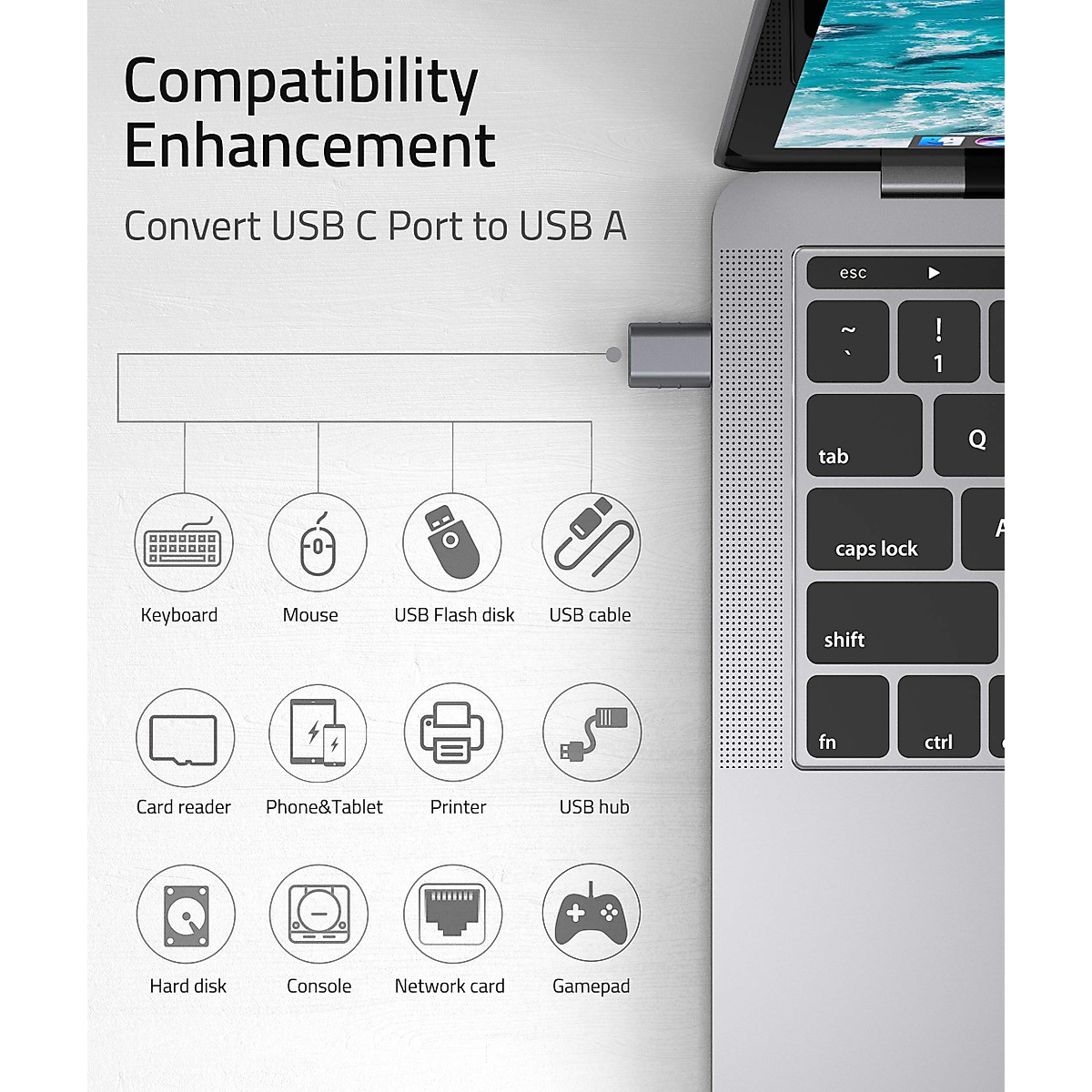 Syntech USB C to USB Adapter Pack of 2,USB C to USB3.0 Female Adapter Compatible with iPhone 15 MacBook Pro Air, other Type C or Thunderbolt Devices