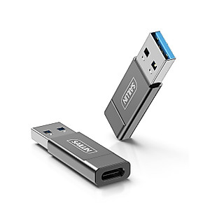 10Gbps USB C Female to USB Male Adapter 2 Pack, SAILLIN Zinc Alloy Double-Sided USB A to USB C Adapter with High-Speed Data Transfer & Stable Charging for Laptop, Charger, Power Bank, Quest Link- Grey