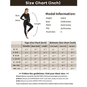 MANCYFIT Womens Thermal Underwear Long Johns Set with Fleece Lined Ultra Soft V Neck Black Large