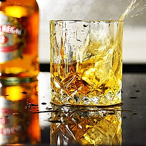 GLASKEY Whiskey Glasses Set of 4,Rock Glasses,10 oz Lead-Free Crystal Scotch Glasses,Old Fashioned Glass for Bourbon,Cognac,Irish Whisky,Personalised Whisky Glass Gift Set for Men,Dad,Brother