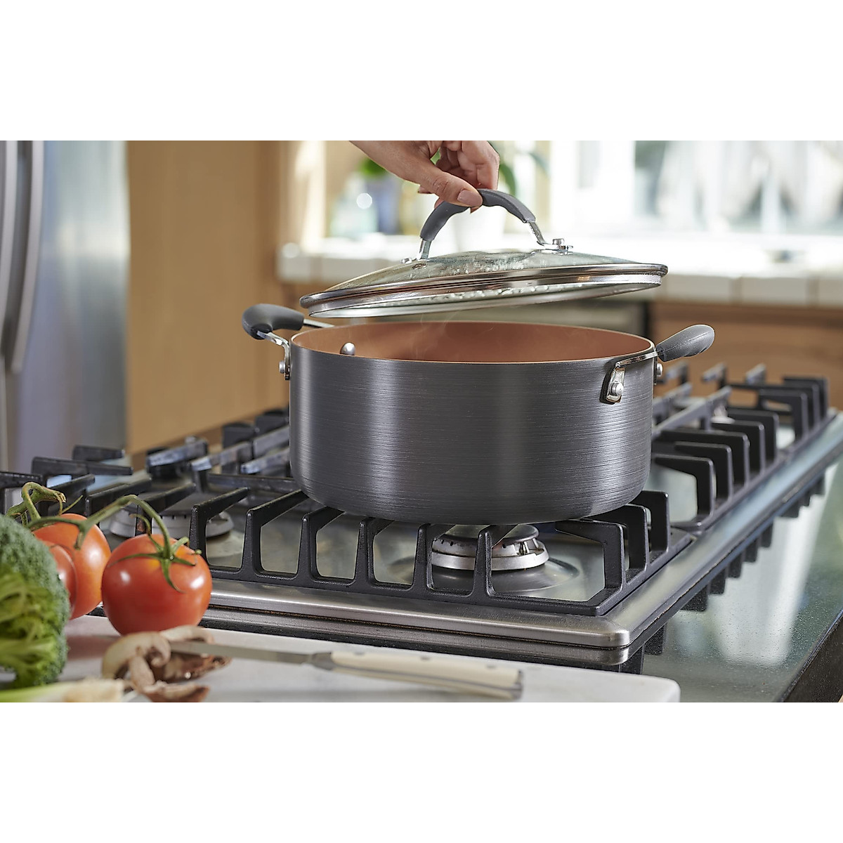 Servappetit 5 qt. Dutch Oven Copper Nonstick, 13" Diameter with Handles, 7.5" with Lid Top