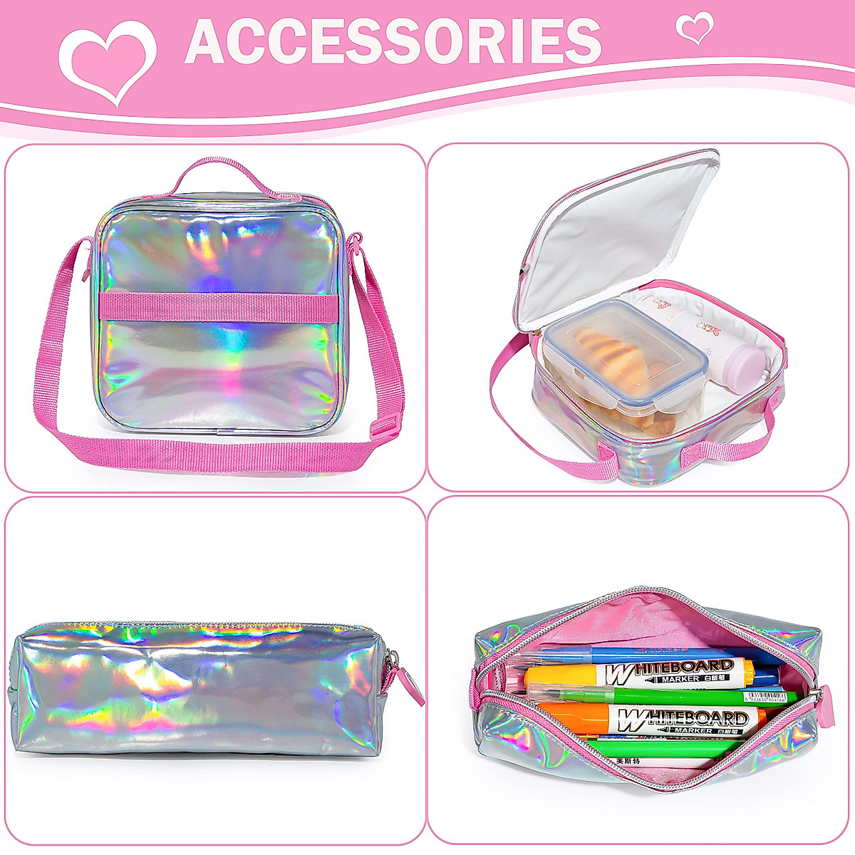 Rolling Backpack for Gilrs School Wheels Backpacks with Lunch Box for Elementary Student Teen Girls Trip Luggage