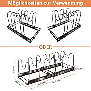 SPEENSUN Pot Lid Organizer,Lid Organizer,Expandable Detachable Pot And Pan Organizer For Cabinet With 7 AdjustableDividers,Not Easy To Tilt Or Bend Heavy Iron Pan Organizer Rack For Cabinet Organizer