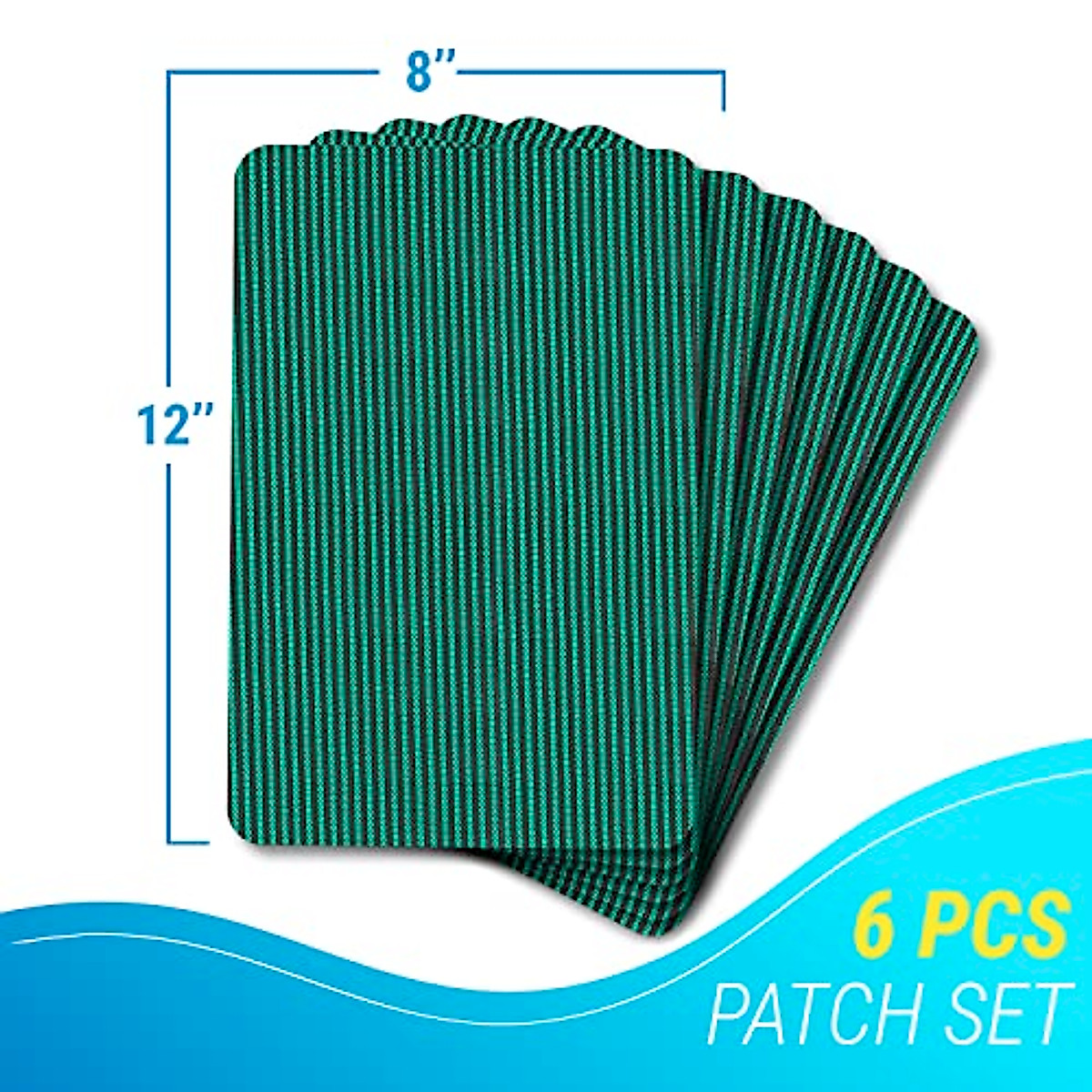 Pool Patch Repair Kit, Pool Safety Cover Patch Kit 12 x 8 Self Adhesive, Swimming Pool Cover Repair Kit 6 Pсs Green