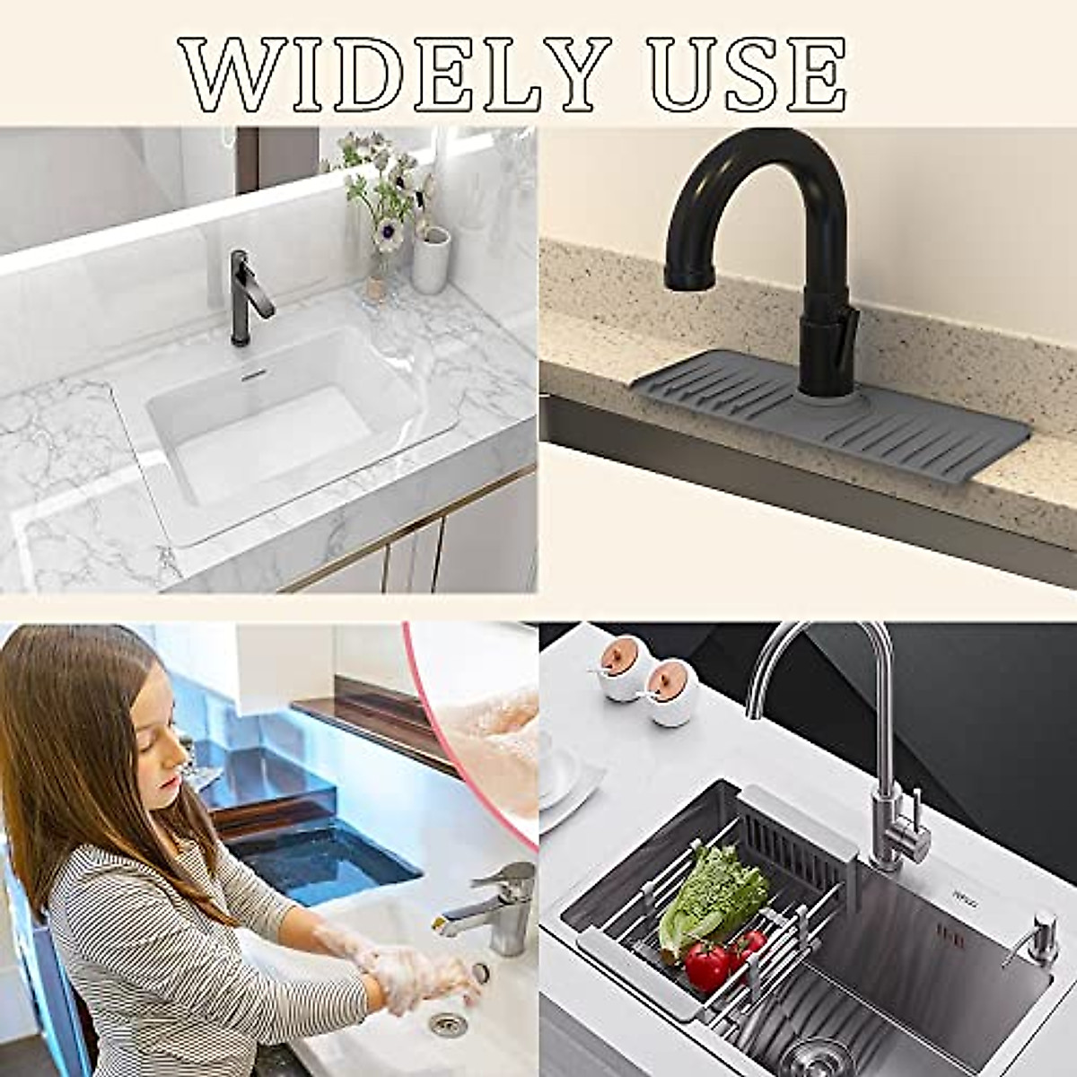 Actoridae Faucet Sink Splash Guard Water Catcher Mat with foldable trap for Kitchen & Bathroom Countertop Protect Suit for 2.5" Single Faucet