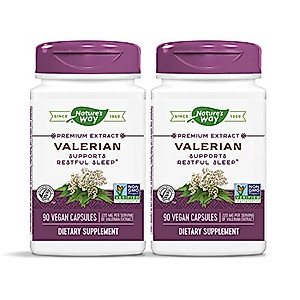 Nature's Way Valerian; 08% Valerenic Acids; Non-GMO Project Verified; Gluten Free; 90 VCaps (Pack of 2)