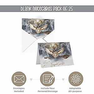 Paper Clever Party Magic Owl Thank You Cards for Bridal Shower, Wedding, Any Occasion, Blank Notecards with Envelopes Set, Folded Notes, 25 Pack