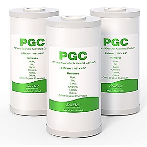 5 Micron 10" x 4.5" Sediment and Carbon Whole House Water Filters SimPure Replacement Cartridge for GE FXHTC, GXWH40L, RFC-BB / 155141-43, FC15B, HB18B, WRC25HD, WDGD-5005, W10-PR, W15-PR, 3-Pack