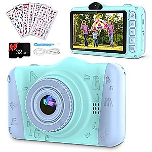 Coolwill Kids Camera for Girls & Boys, 12MP 1080P FHD Digital Camera with 3.5 inch Large Screen & 8X Digital Zoom, Children's Birthday Gifts, Kids Selfie Camera Come with 32G TF Card