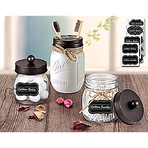 Mason Jar Bathroom Accessories Set(4pcs)- Jars Not Included - Foaming Soap Dispenser,Toothbrush Holder, and Apothecary Storage Jars Lids -Rustic Farmhouse Decor,Brown